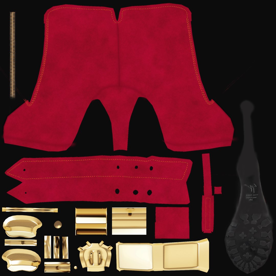 3D Front Zip Buckled Ankle Boots - TurboSquid 2073568