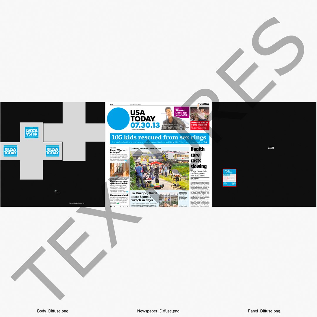 3d usa today newspaper box model