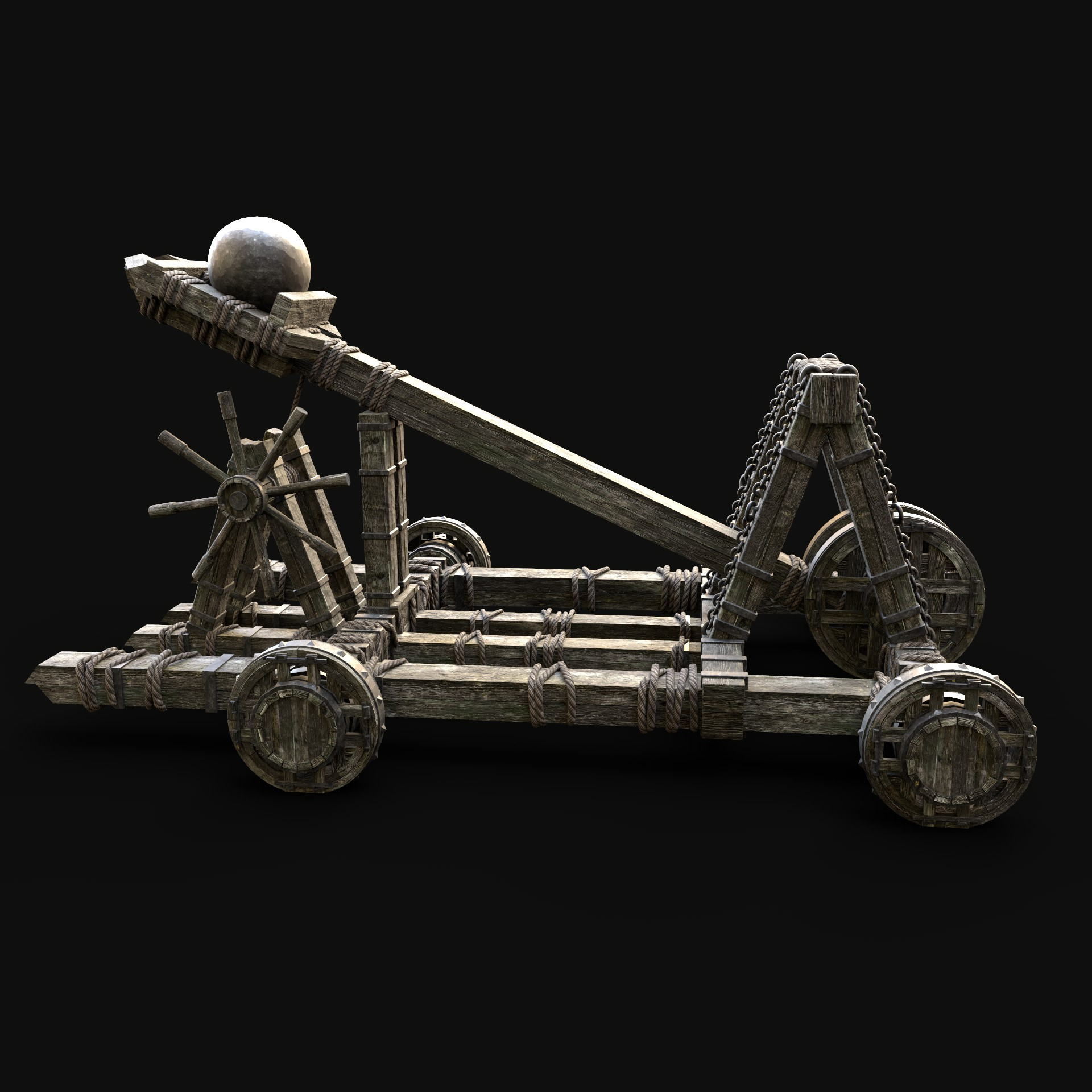 modelo 3d CATAPULTA MEDIEVAL MOTOR DE ASEDIO MÁQUINA DE GUERRA VEHÍCULO ...