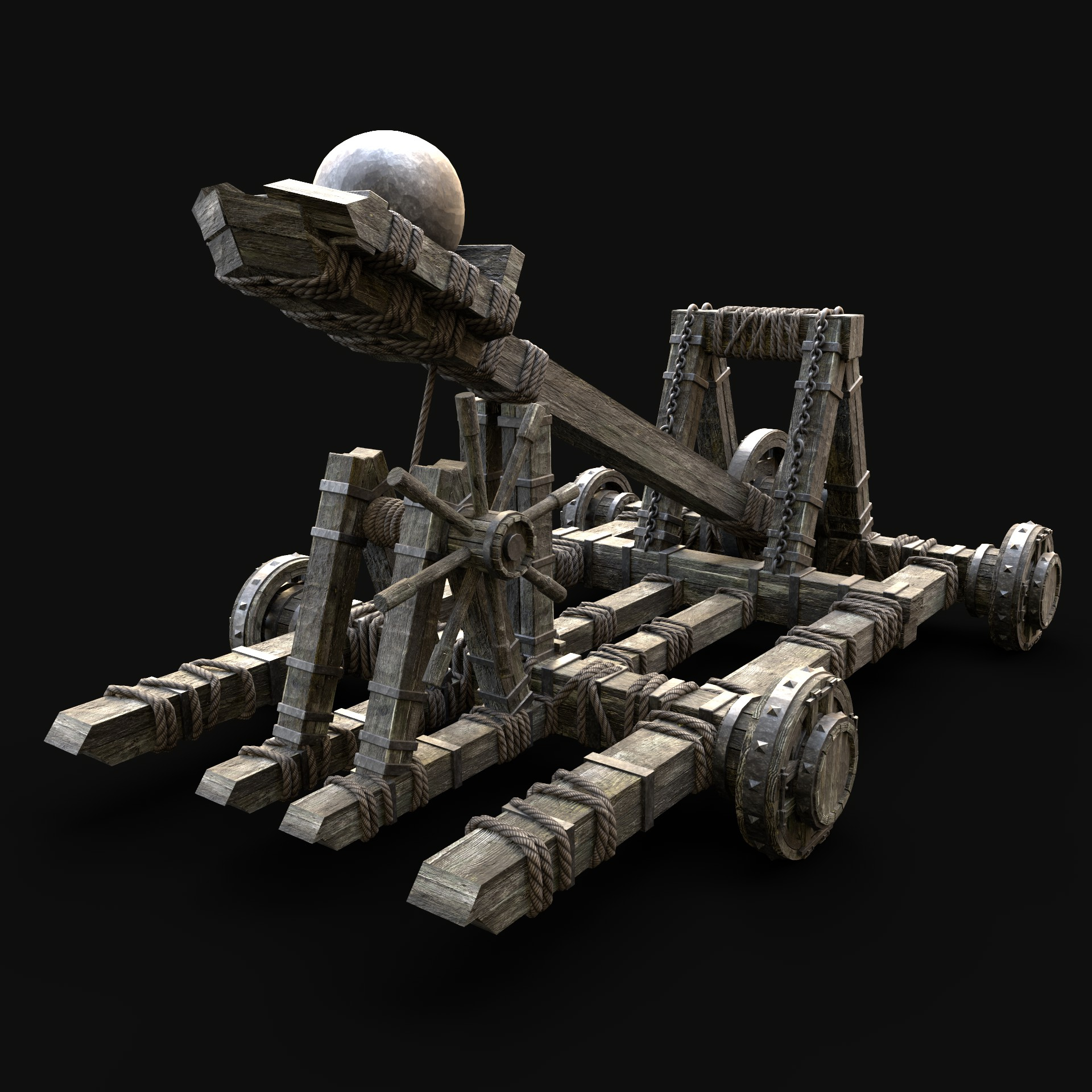 modelo 3d CATAPULTA MEDIEVAL MOTOR DE ASEDIO MÁQUINA DE GUERRA VEHÍCULO ...