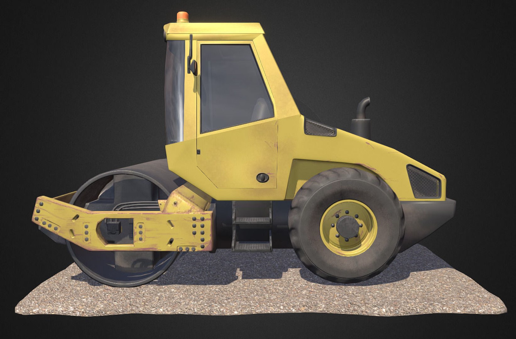 3d steamroller pbr model