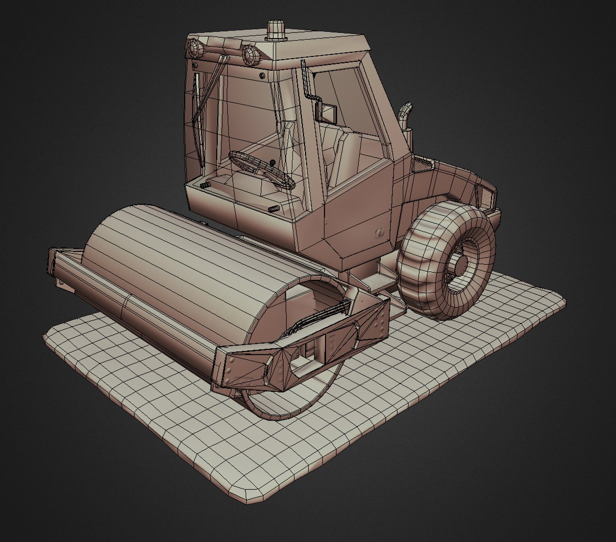 3d steamroller pbr model