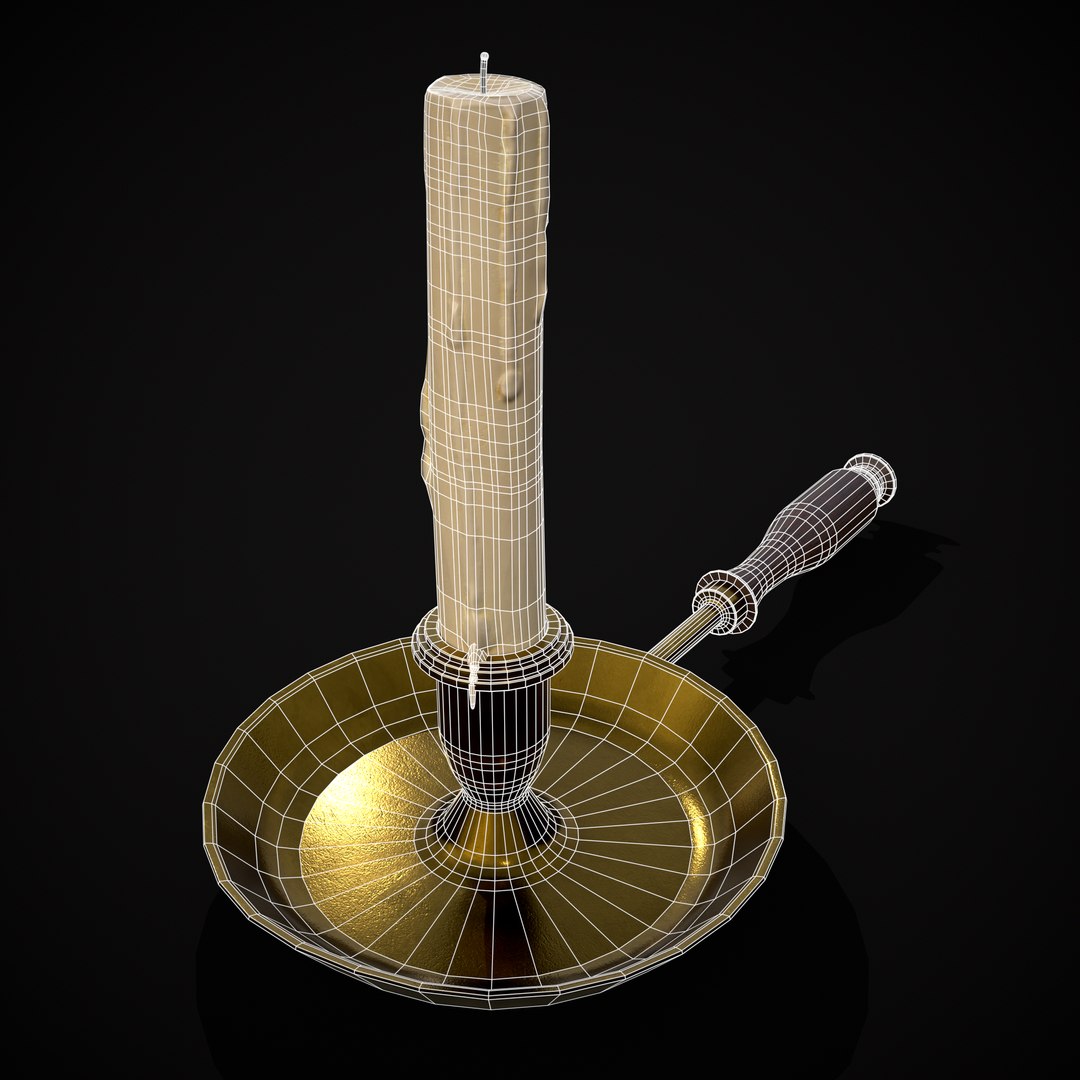 Wood Brass Chamberstick 3D - TurboSquid 2103874