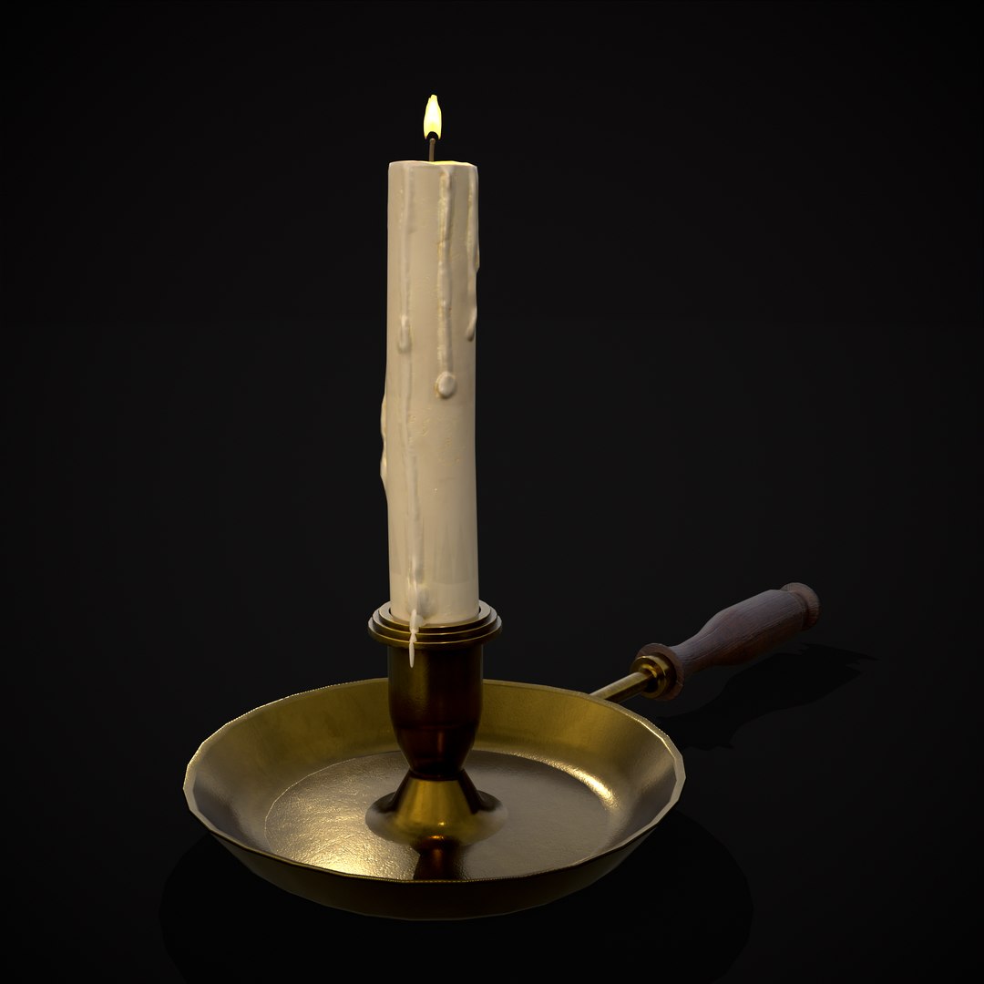 Wood Brass Chamberstick 3D - TurboSquid 2103874