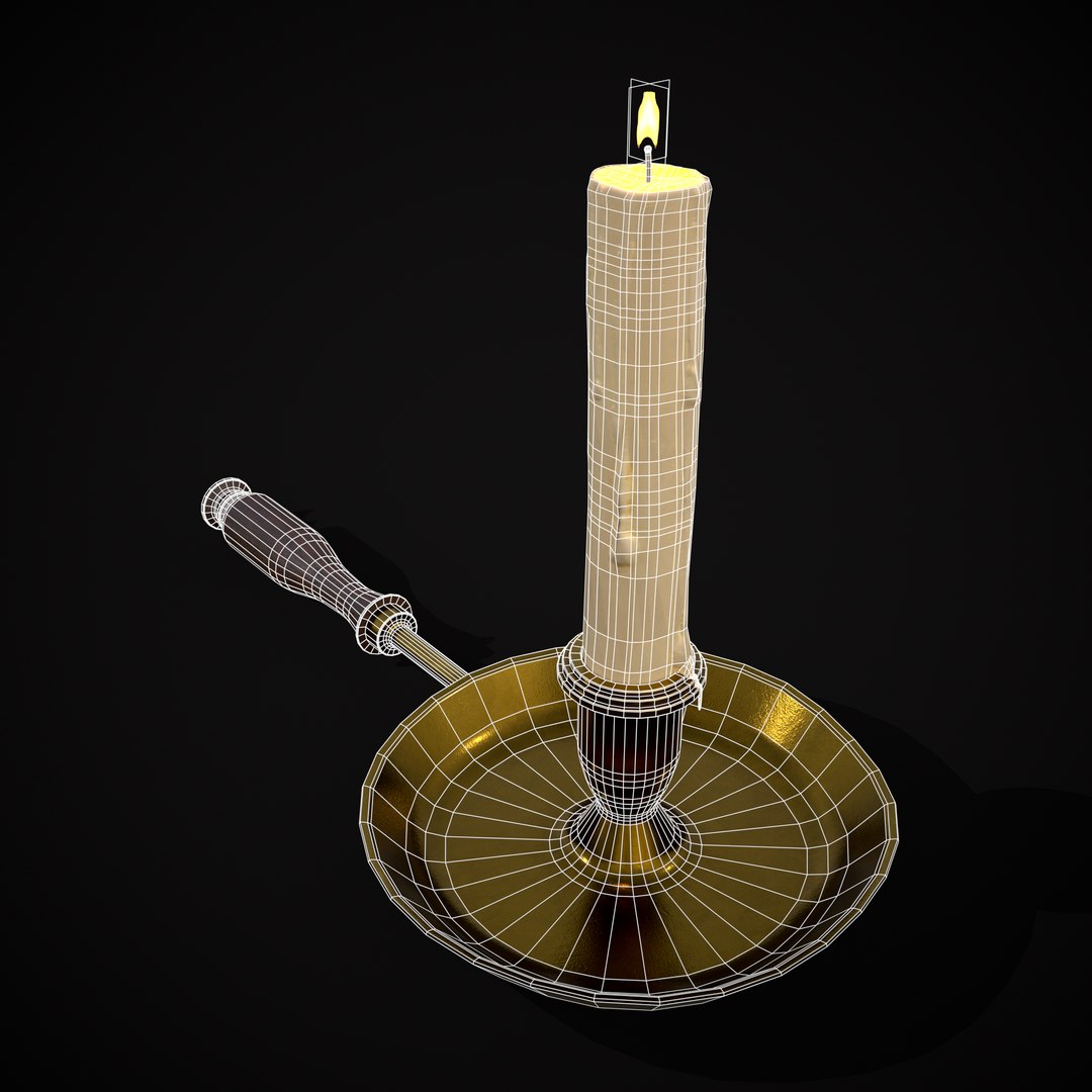 Wood Brass Chamberstick 3D - TurboSquid 2103874