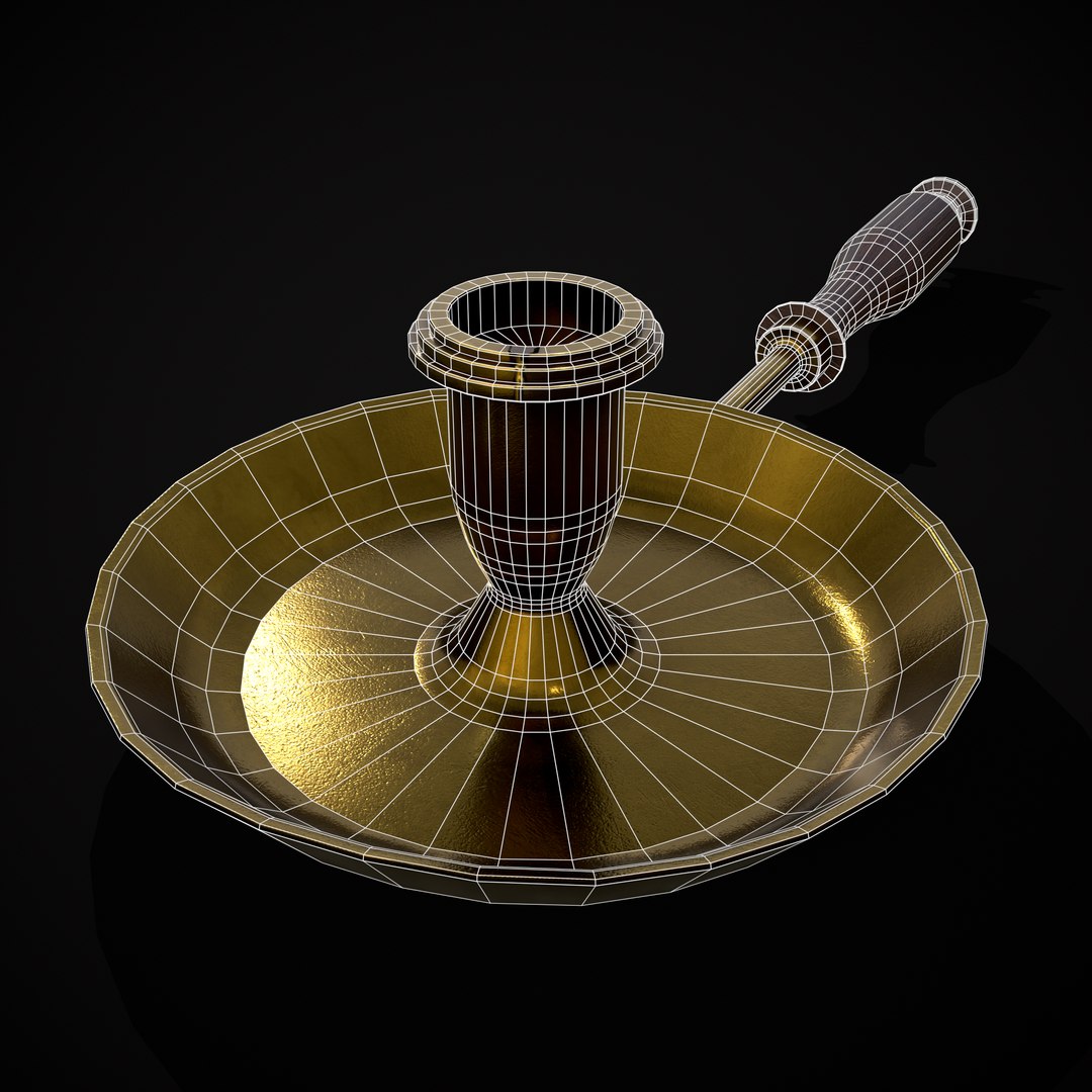 Wood Brass Chamberstick 3D - TurboSquid 2103874