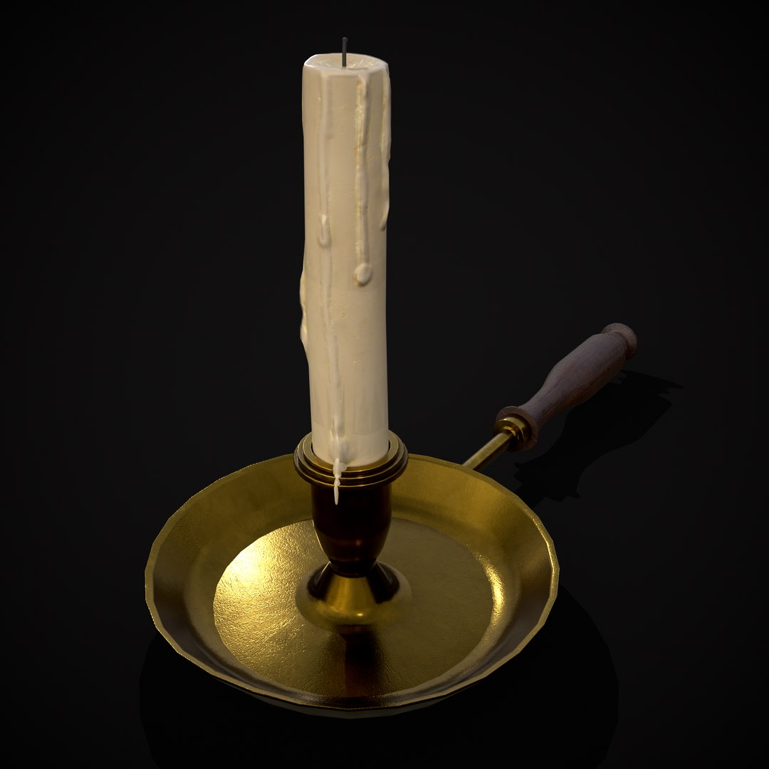Wood Brass Chamberstick 3D - TurboSquid 2103874