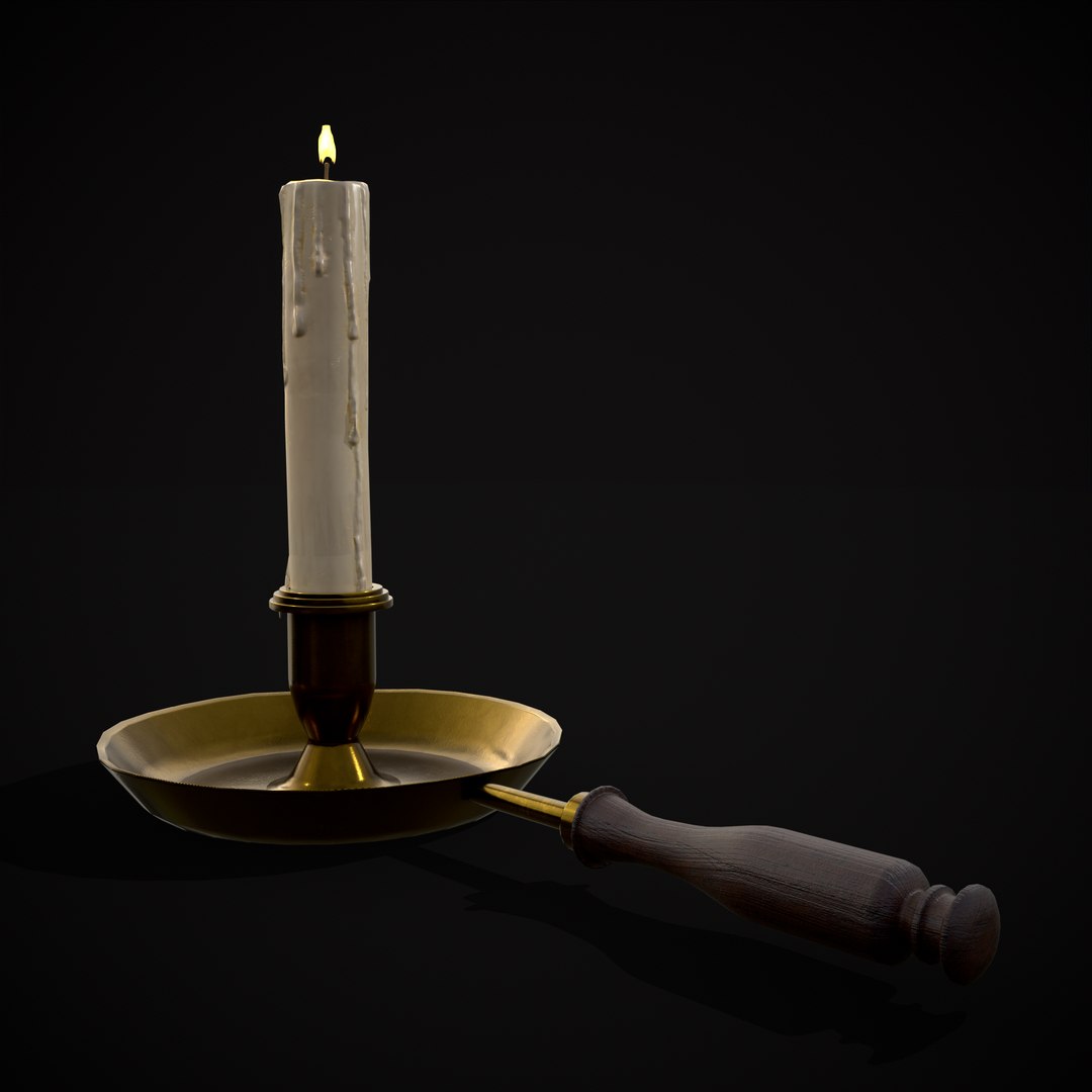 Wood Brass Chamberstick 3D - TurboSquid 2103874