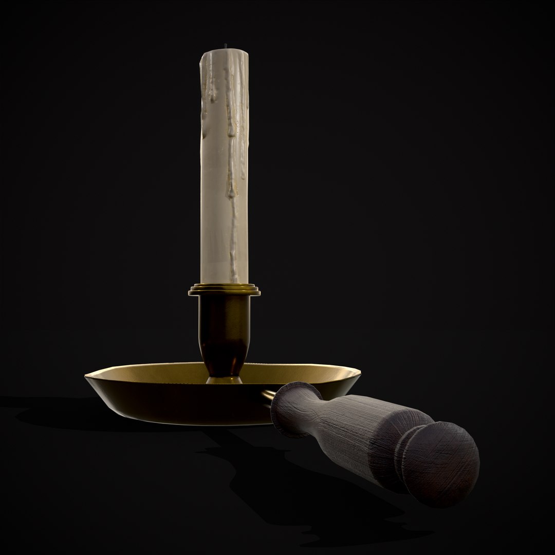 Wood Brass Chamberstick 3D - TurboSquid 2103874