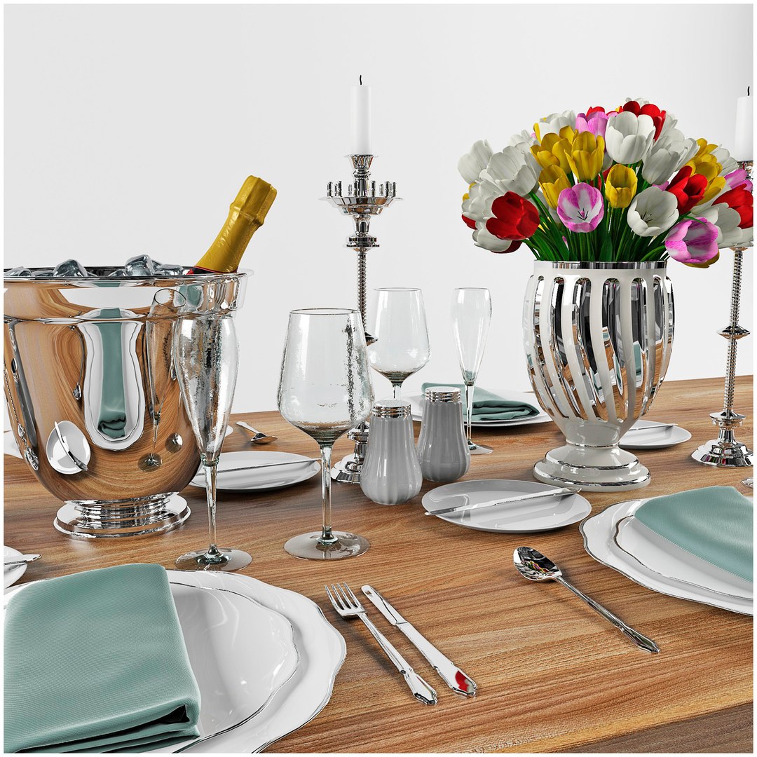 Free 3D set dinner table 1 model - TurboSquid 1248545