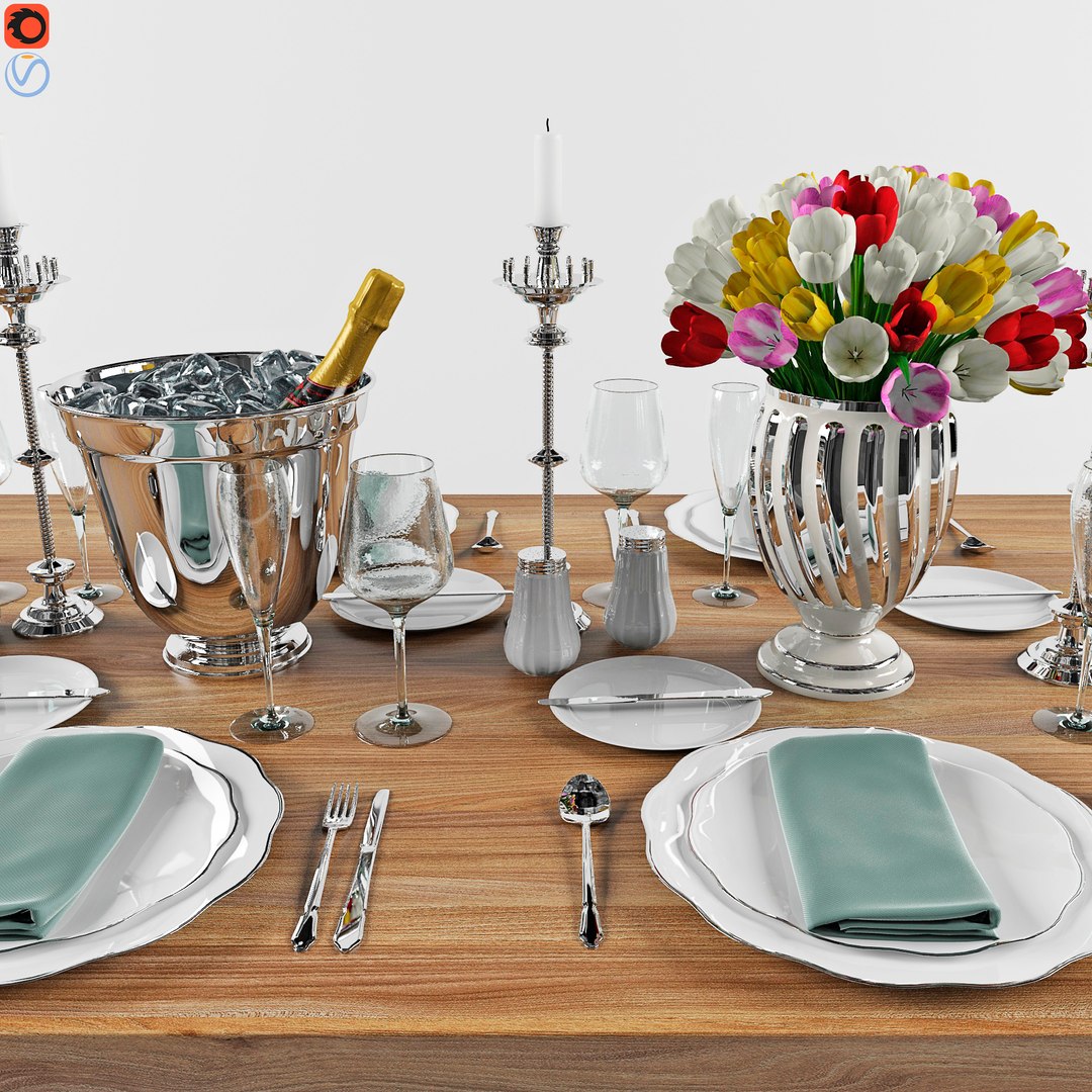 Free 3D set dinner table 1 model - TurboSquid 1248545
