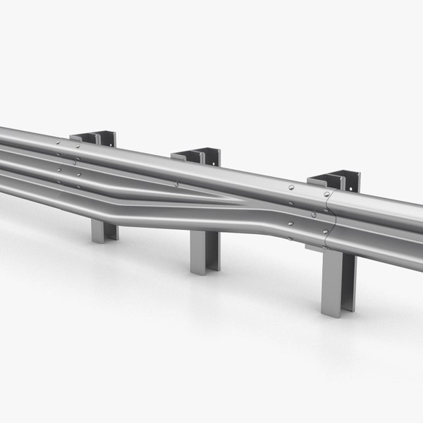 3D Thrie-Beam to W Beam Guardrail Barrier Transition - TurboSquid 1786766