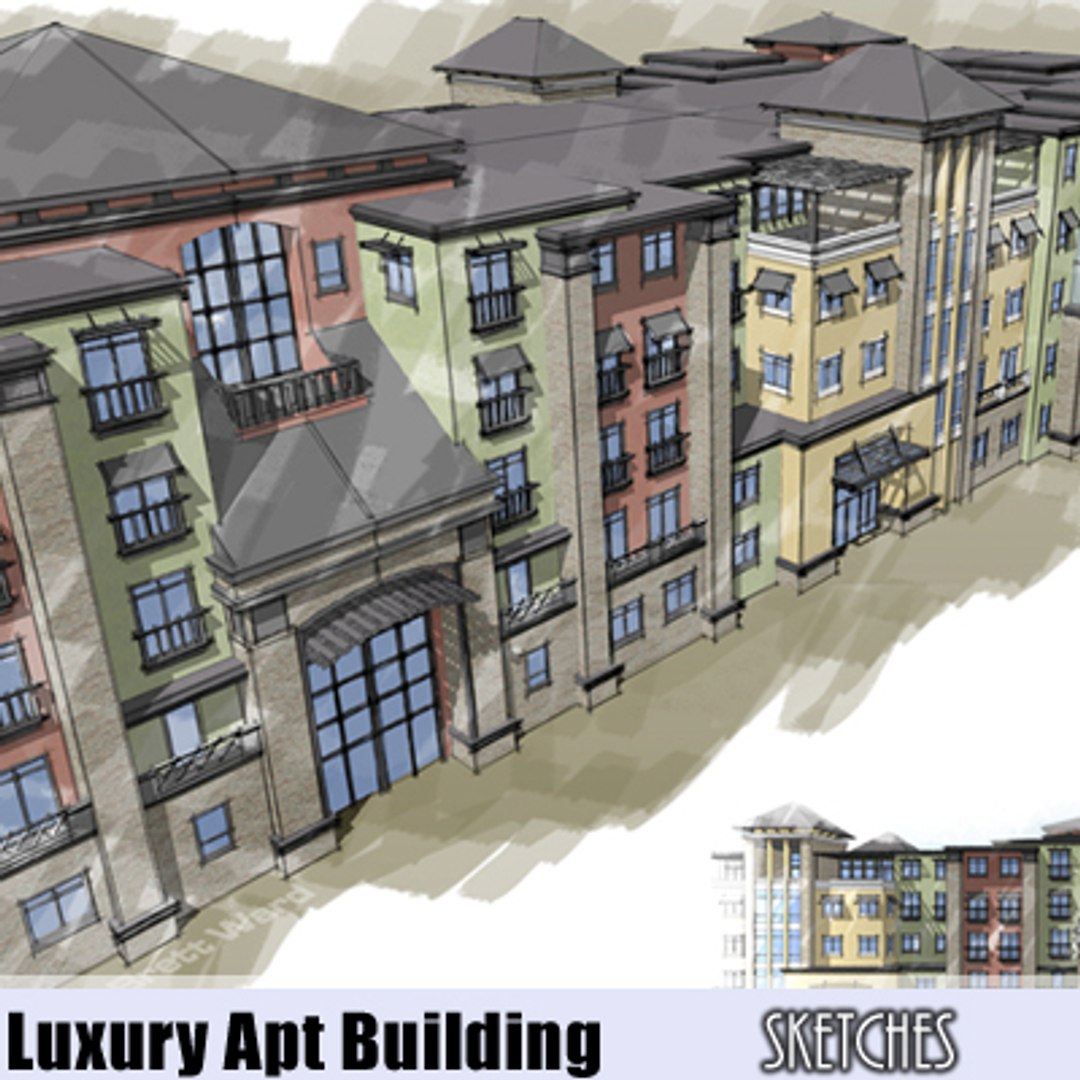 5 Story Luxury Apartment Building 3d Model