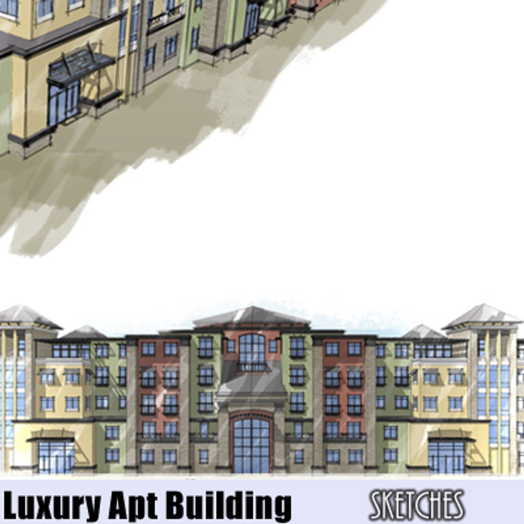 5 Story Luxury Apartment Building 3d Model