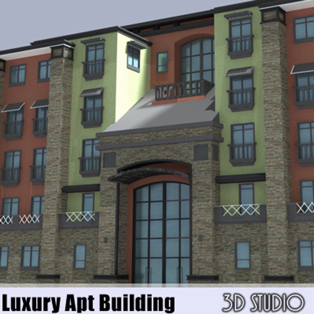 5 Story Luxury Apartment Building 3d Model