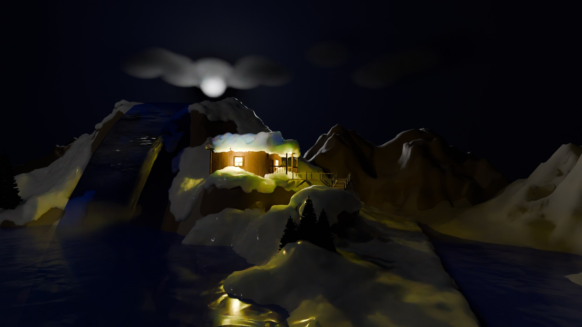 3D Winter Landscape Scene Model - TurboSquid 2237241