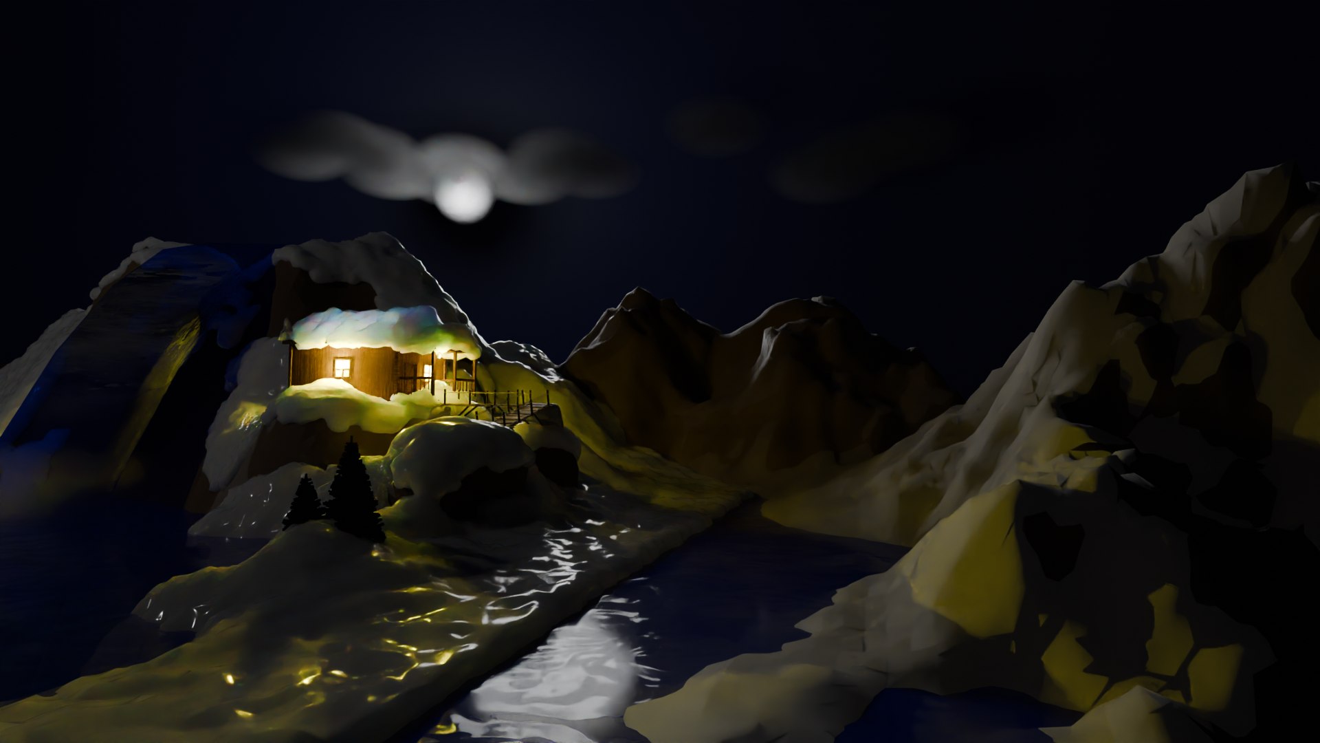 3D Winter Landscape Scene Model - TurboSquid 2237241