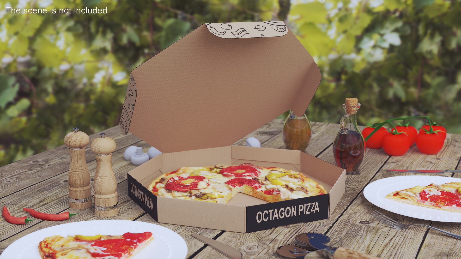 Craft Paper Octagonal Pizza Box 3D Model - TurboSquid 2000294