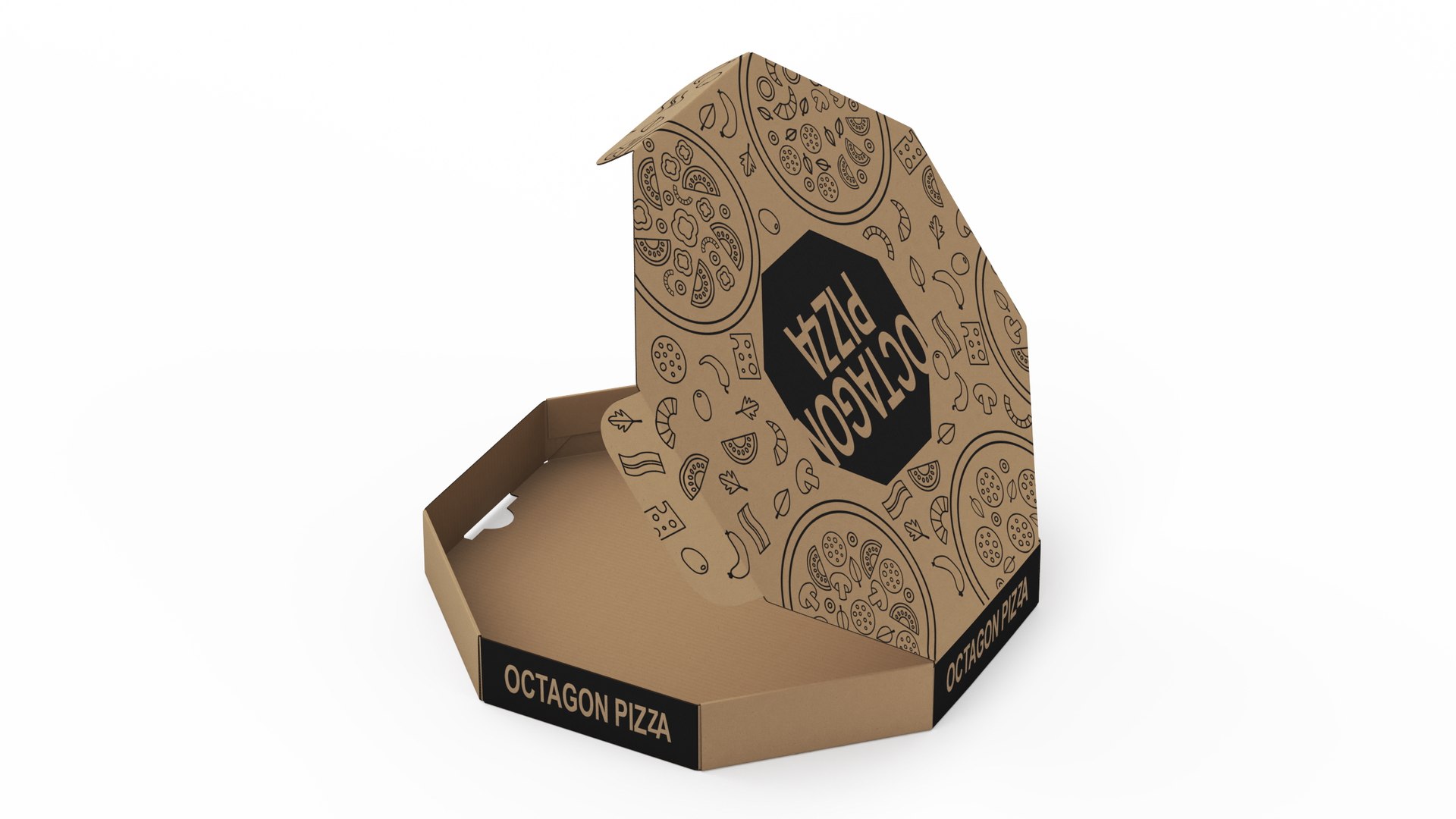 Craft Paper Octagonal Pizza Box 3D model - TurboSquid 2000294