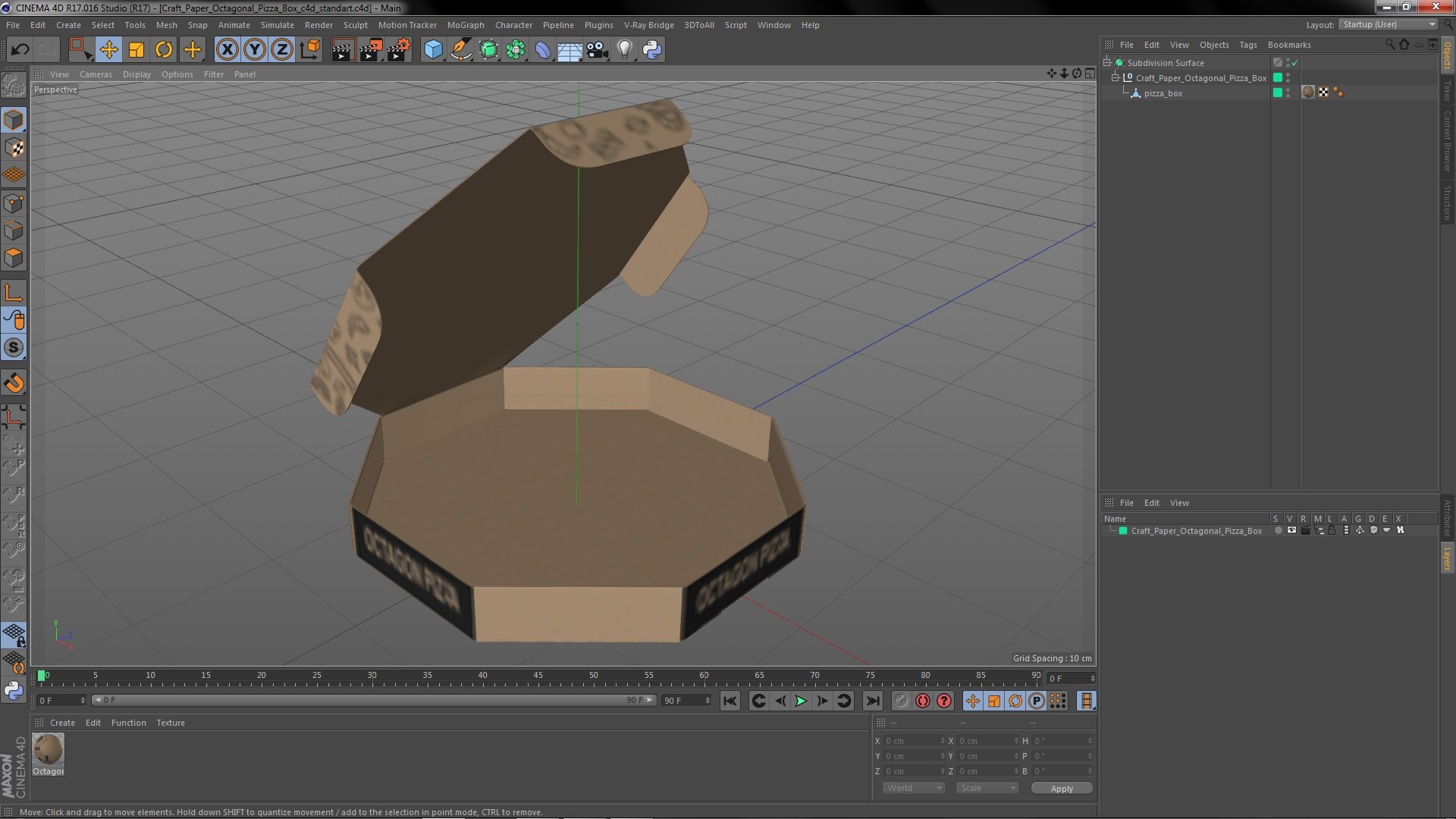 Craft Paper Octagonal Pizza Box 3D model - TurboSquid 2000294