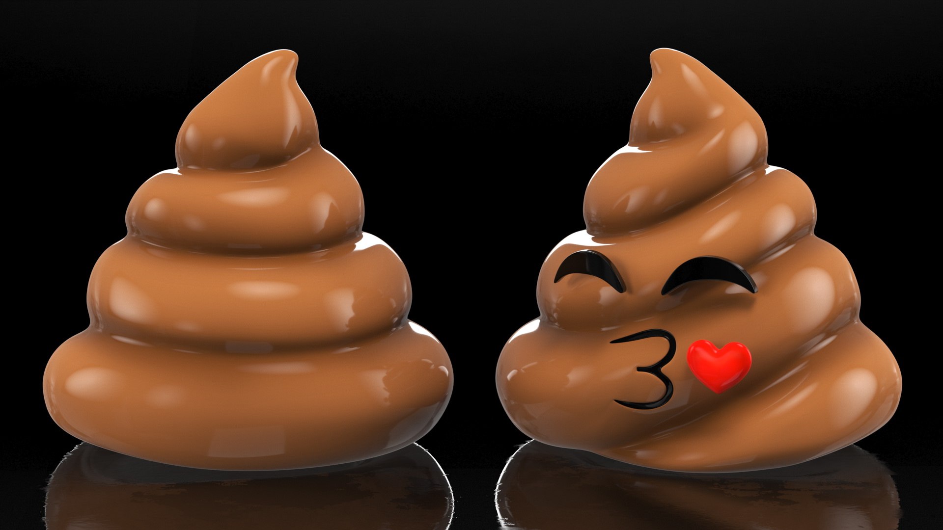 Kissing Face Poop Emoji Smile 3D Model - TurboSquid 1801266