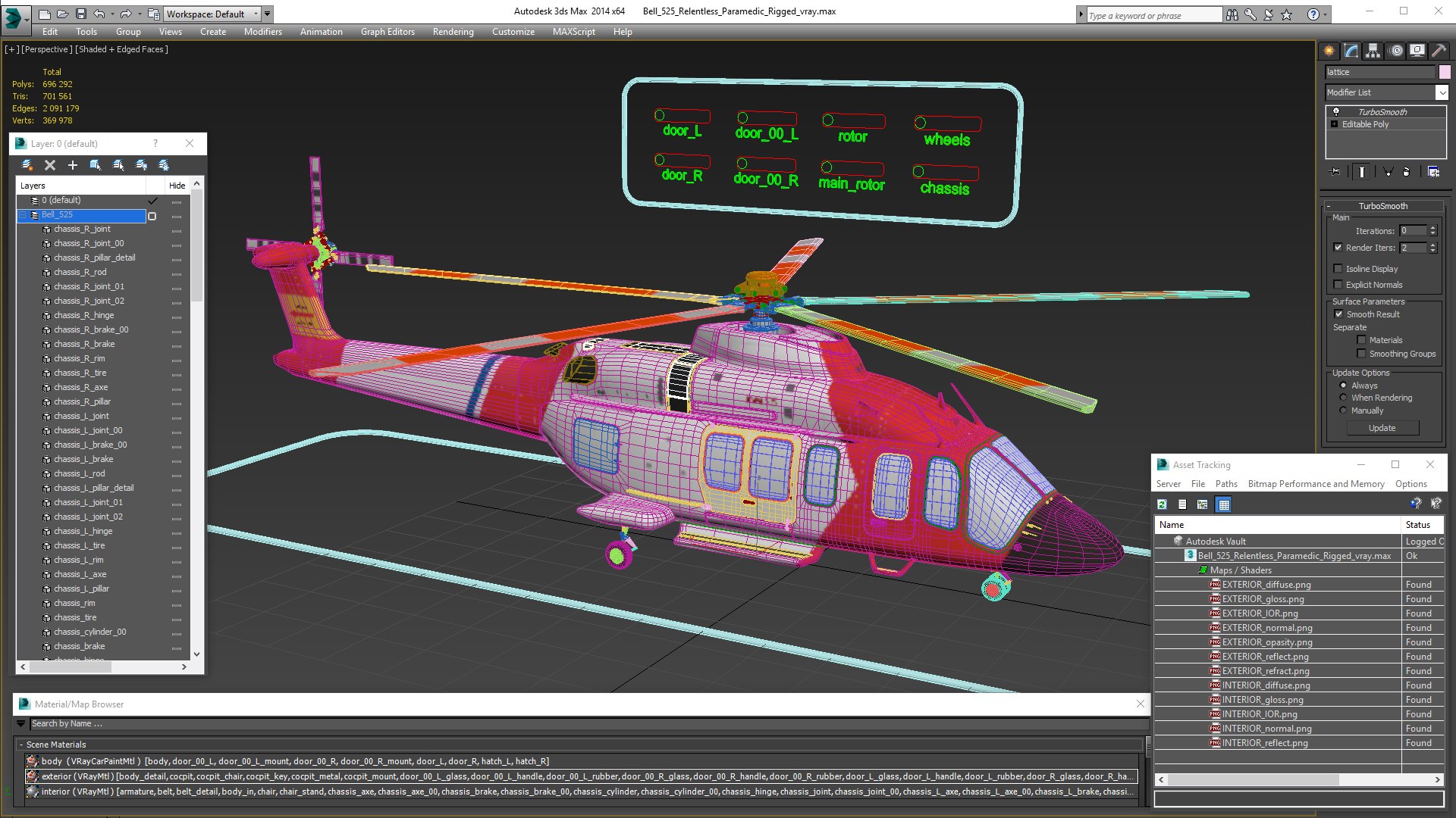 3D model bell 525 relentless paramedic - TurboSquid 1495160