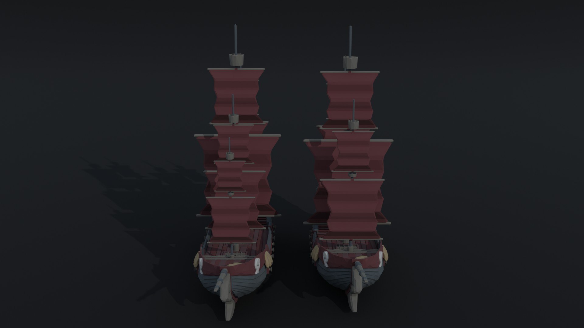 Low-poly Cartoon Medieval Ships Asset Polygonal Style 3D Model ...