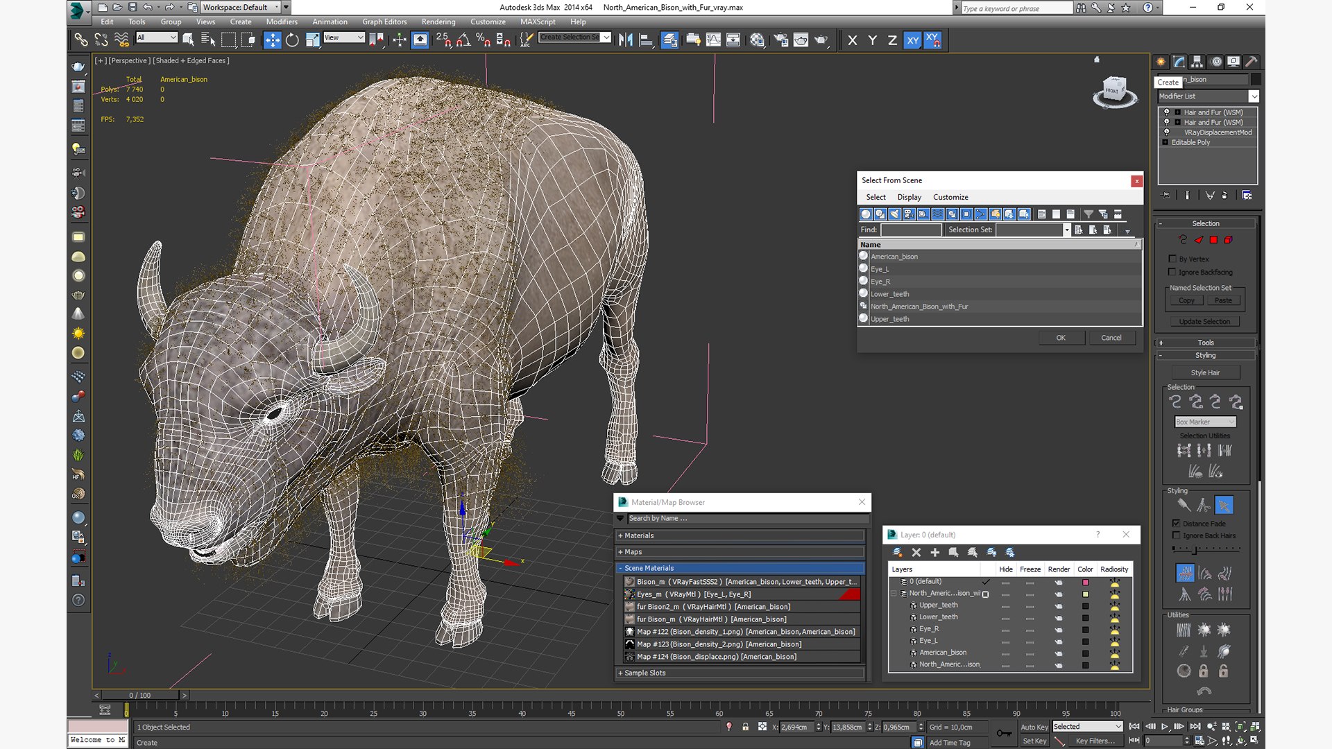 3D North American Bison With Fur - TurboSquid 2130588