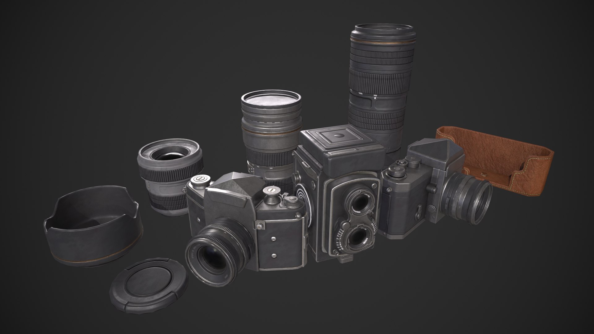 Vintage Camera Set Model - TurboSquid 2114605