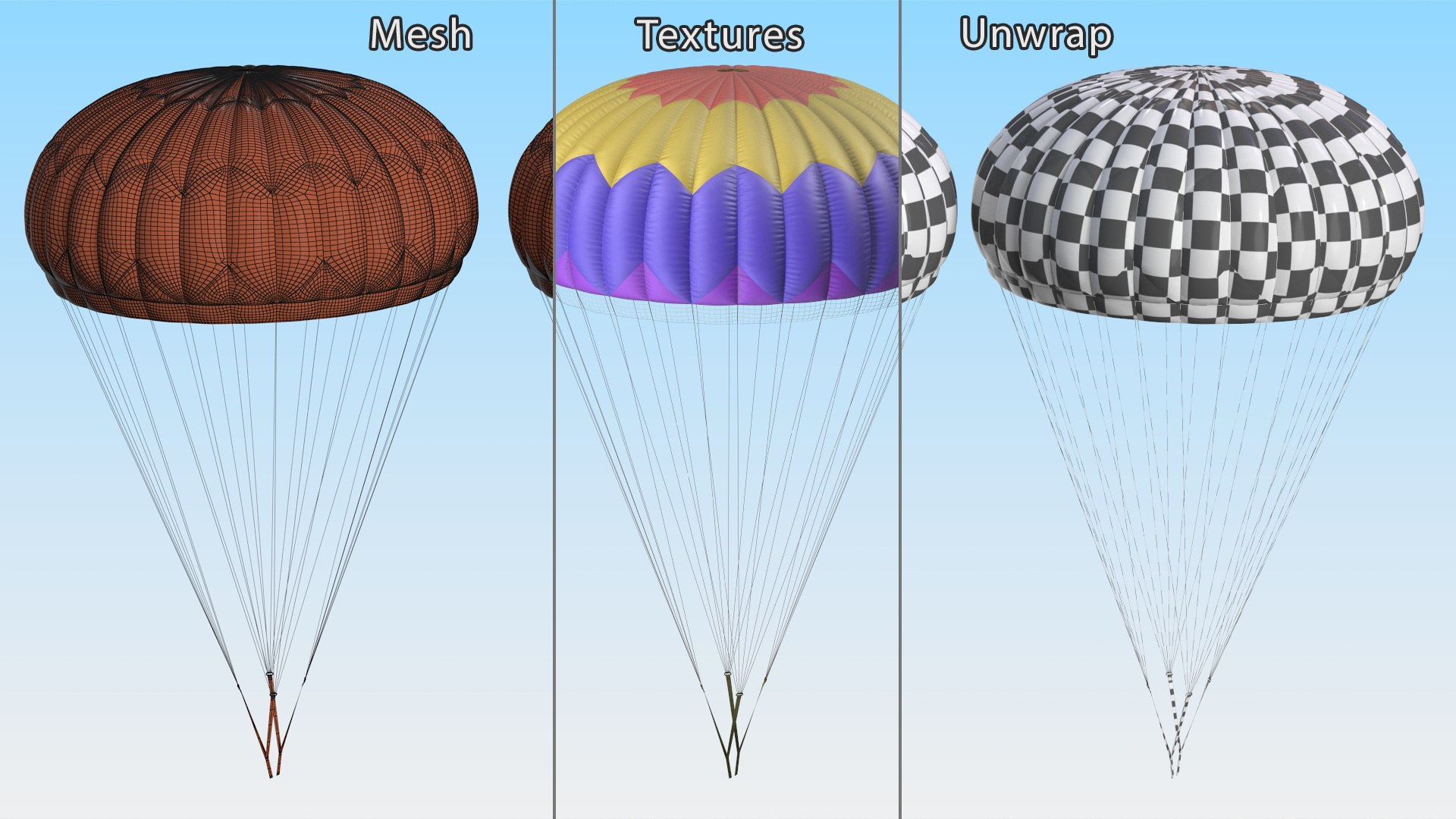 3D Round Color Parachute - TurboSquid 2222187