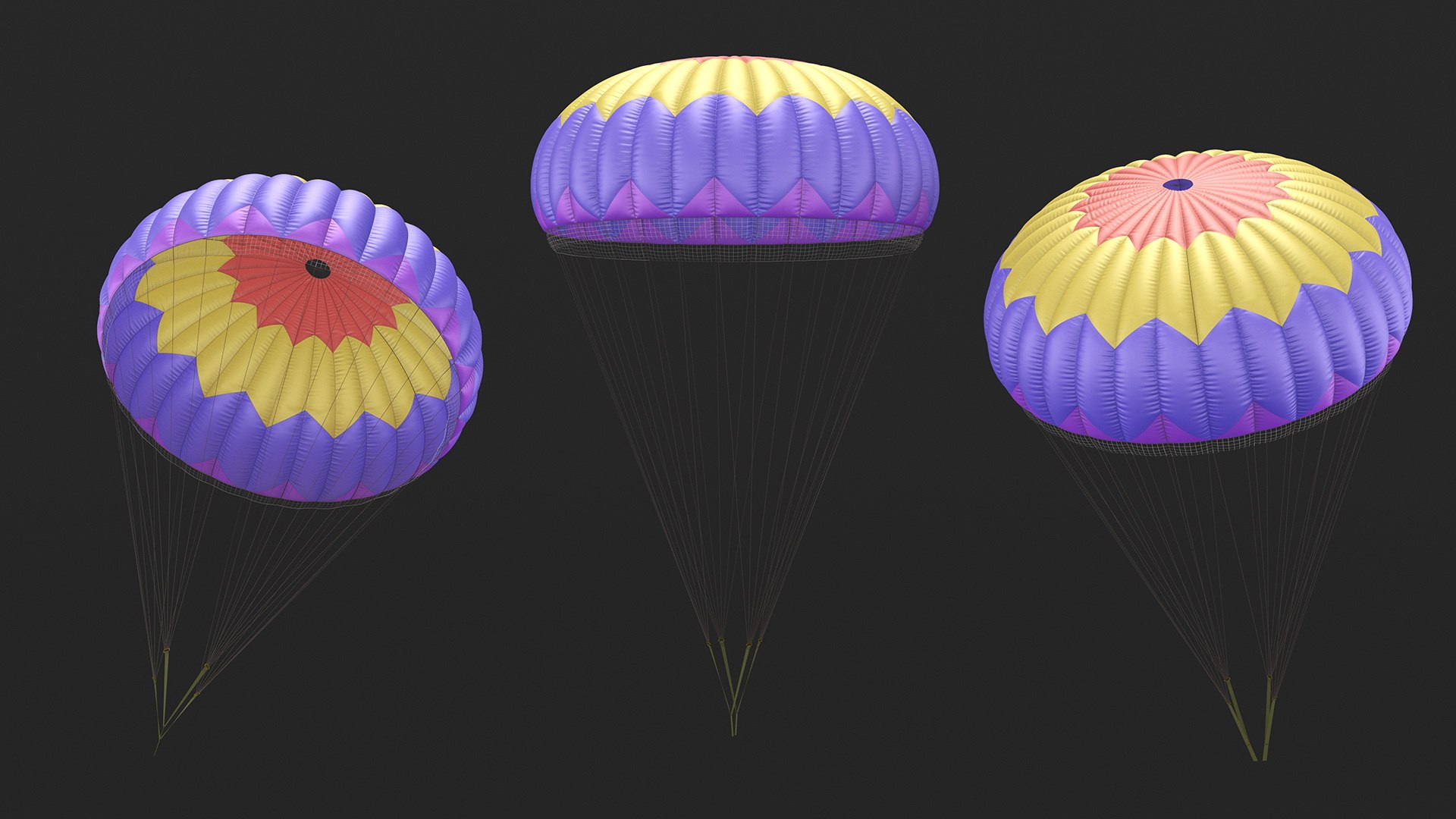 3D Round Color Parachute - TurboSquid 2222187
