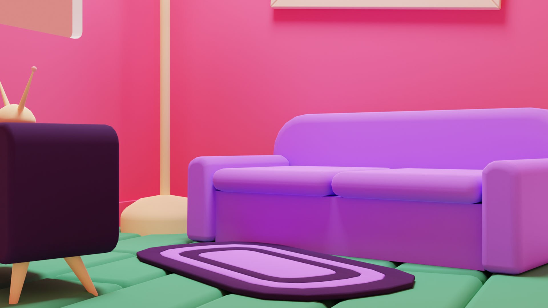 New Pink Isometric Room Model - TurboSquid 1948373