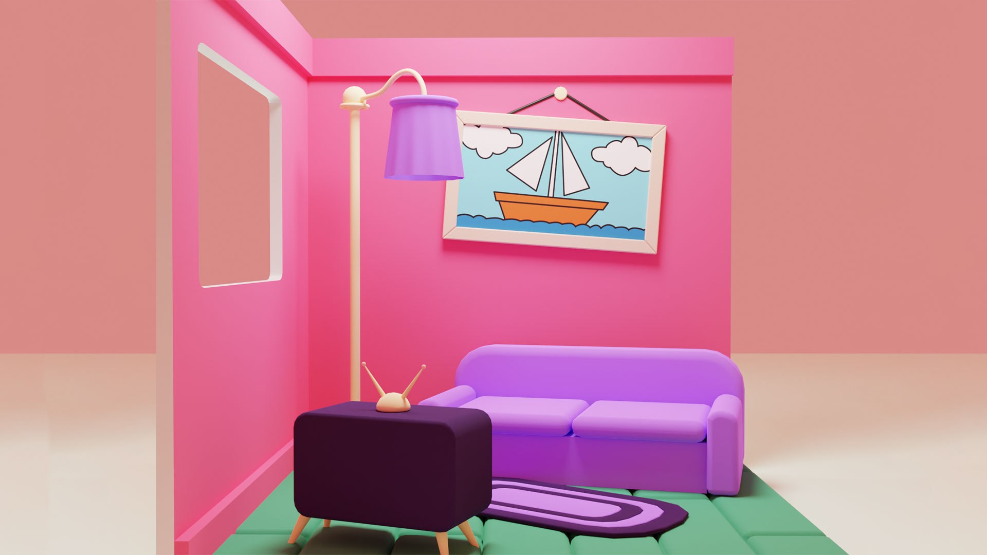New Pink Isometric Room Model - TurboSquid 1948373