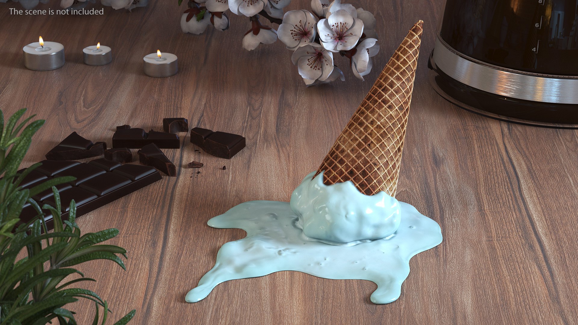 Melting Ice Cream Cone Blue 3D - TurboSquid 2141022
