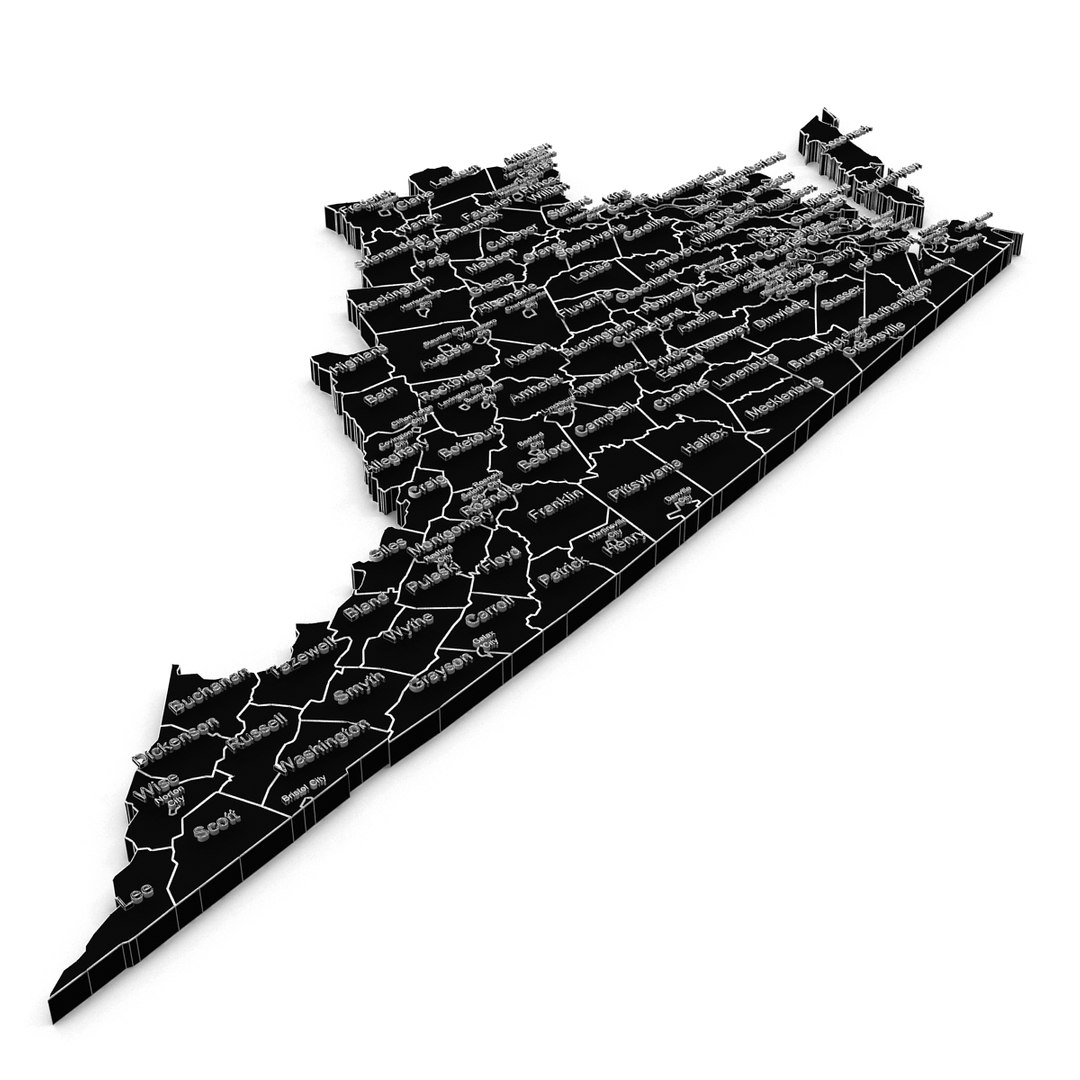 3d Virginia Counties Model