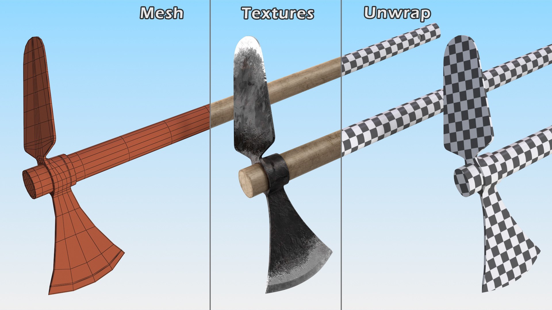 Mattock with Axe Gardening Tool 3D model - TurboSquid 1816821