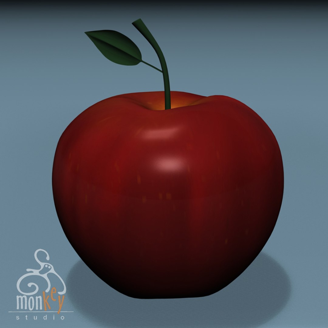 free apple cartoon 3d model