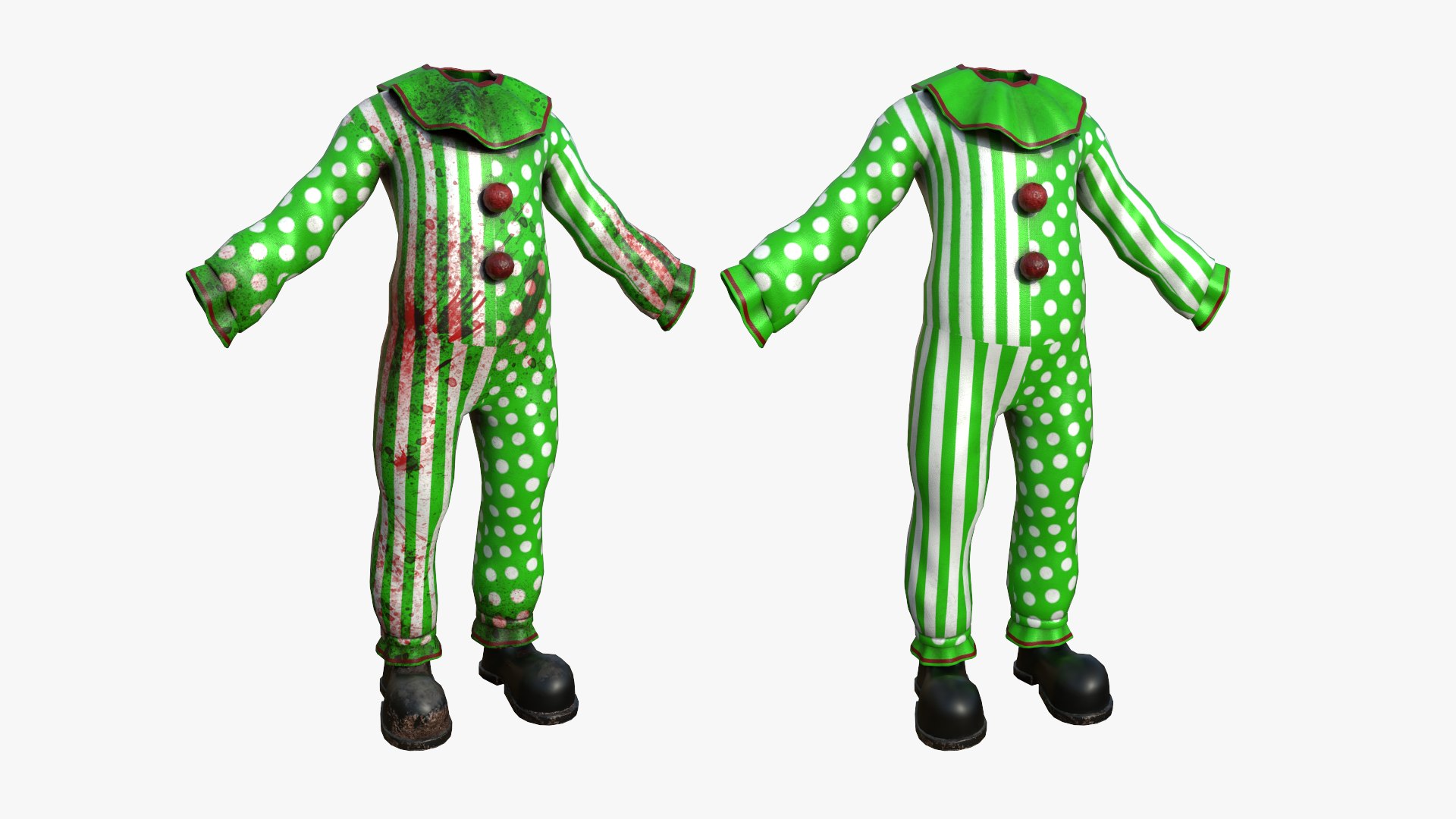 Clown Terror Outfit A08 Green - Character Design model - TurboSquid 2051771