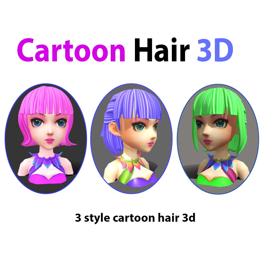 3D model Cartoon Hair 3d - TurboSquid 1983002