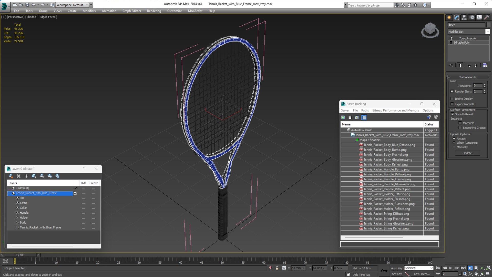 3D Tennis Racket With Blue Frame - TurboSquid 2146047