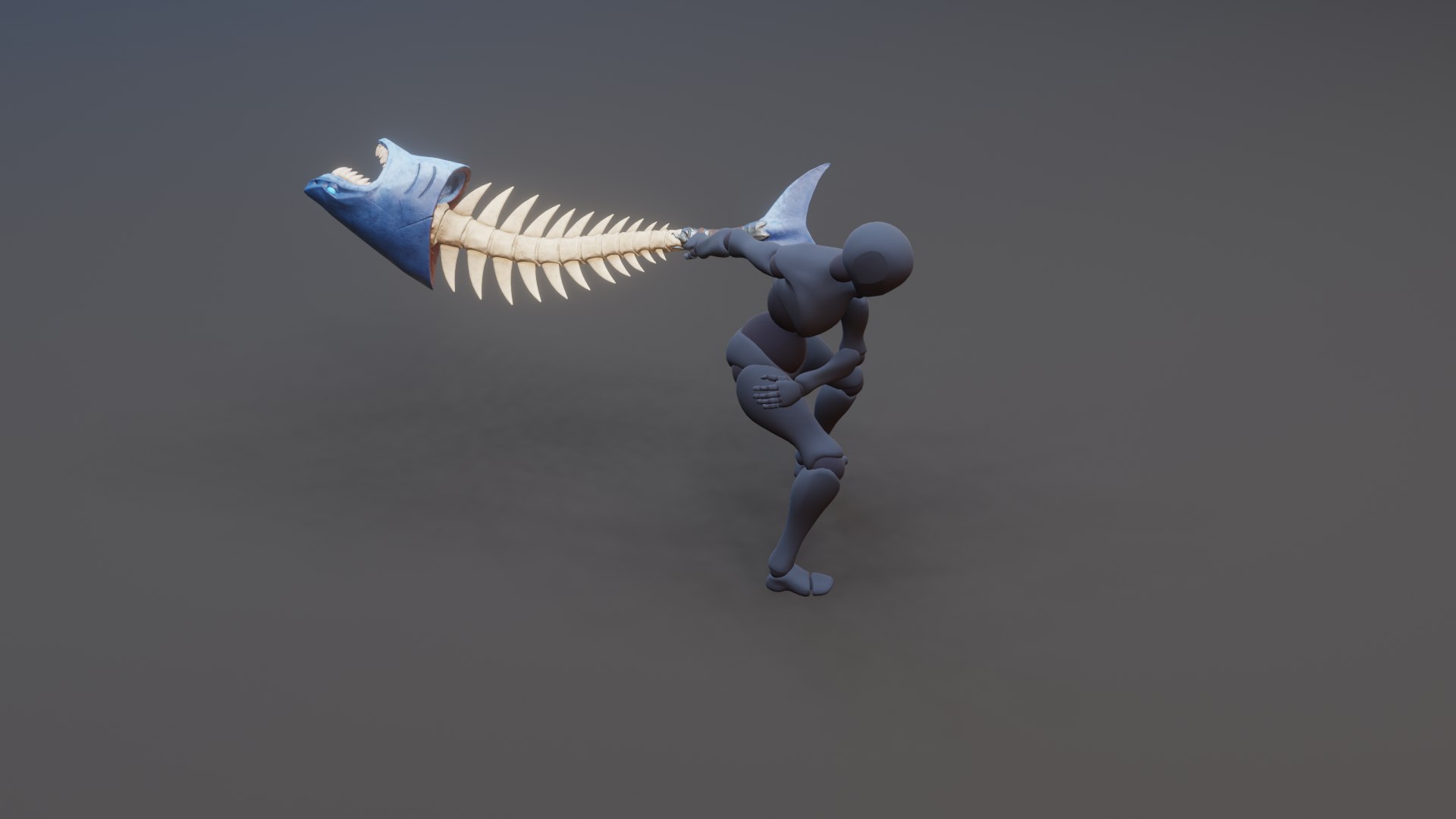 3D Shark Bone Sword Mace Low Poly Game Ready With Rig Animation ...