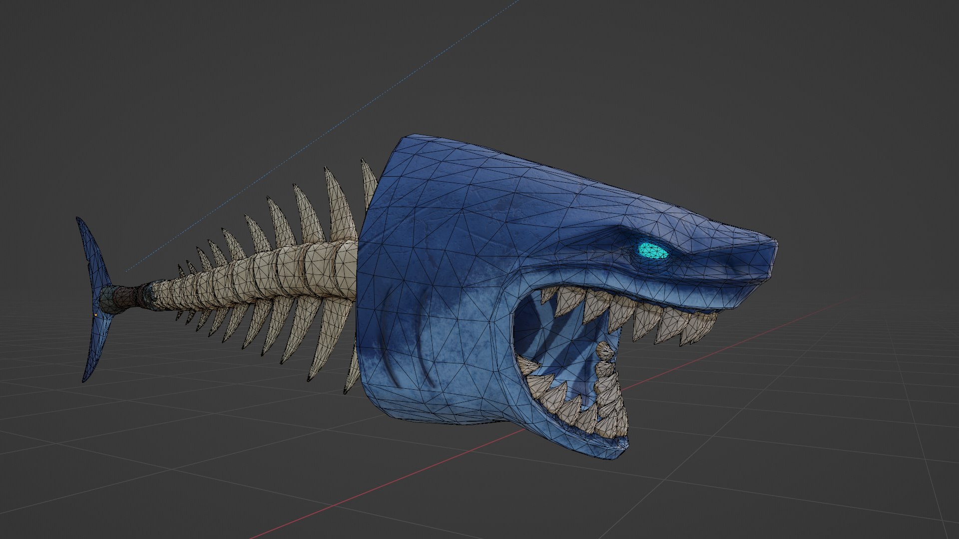 3D Shark Bone Sword Mace Low Poly Game Ready With Rig Animation ...