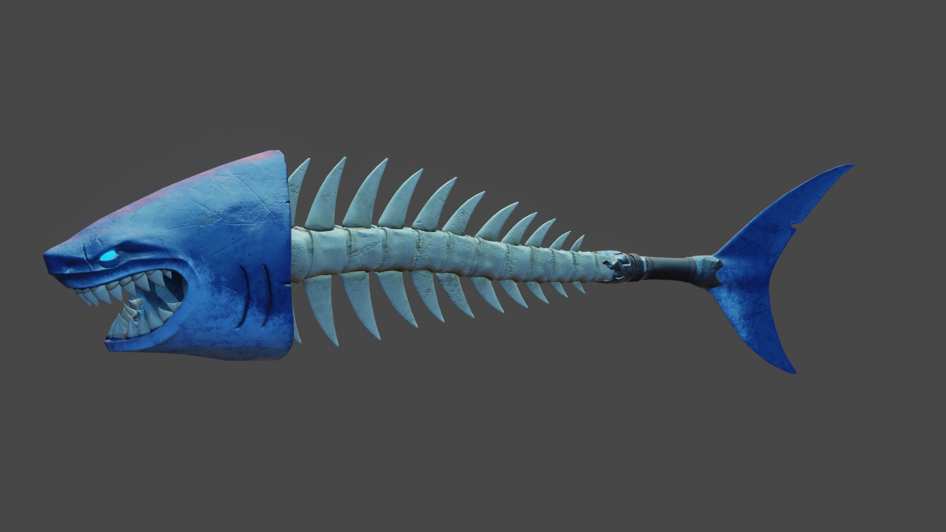 3D Shark Bone Sword Mace Low Poly Game Ready With Rig Animation ...