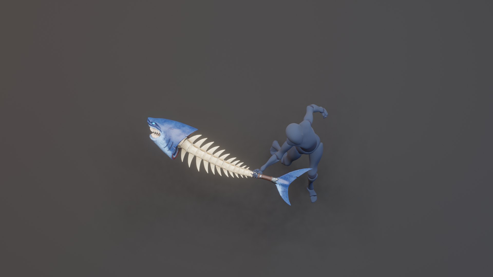3D Shark Bone Sword Mace Low Poly Game Ready With Rig Animation ...