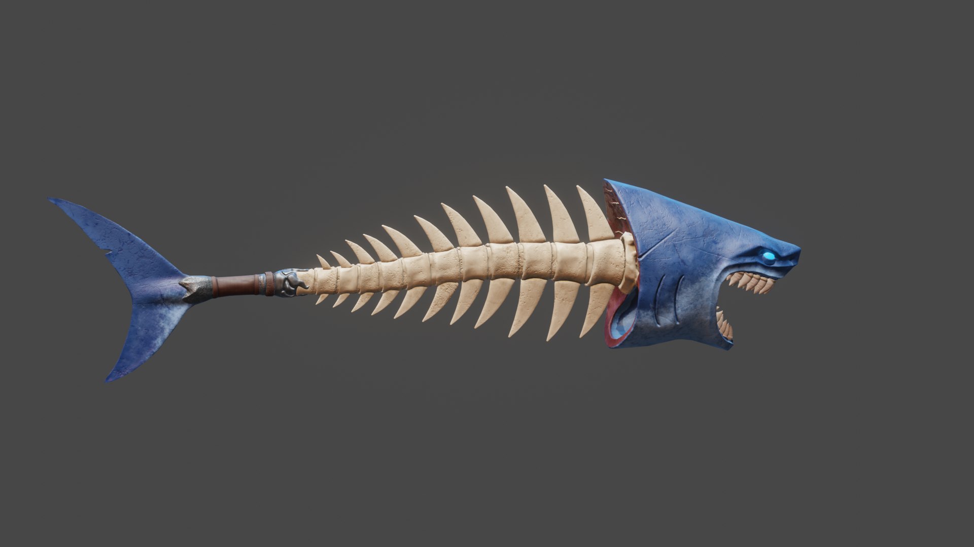 3D Shark Bone Sword Mace Low Poly Game Ready With Rig Animation ...