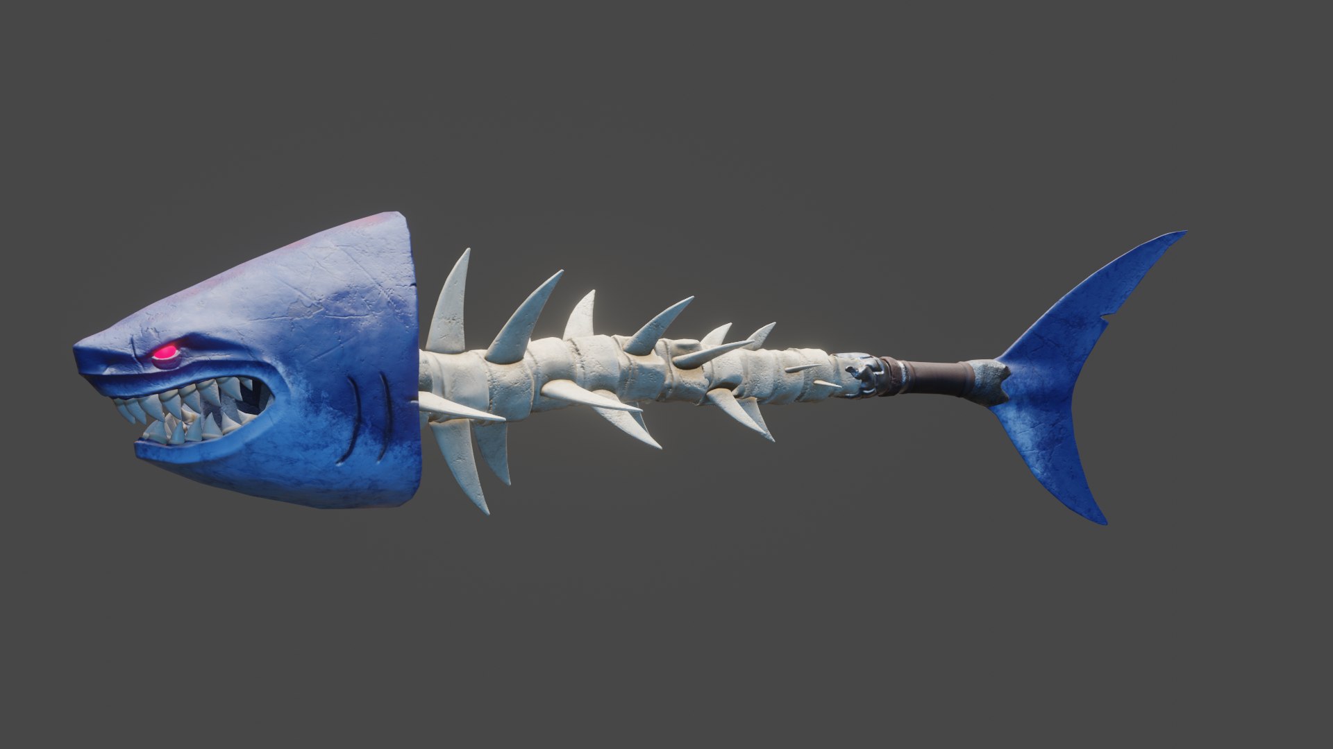 3D Shark Bone Sword Mace Low Poly Game Ready With Rig Animation ...