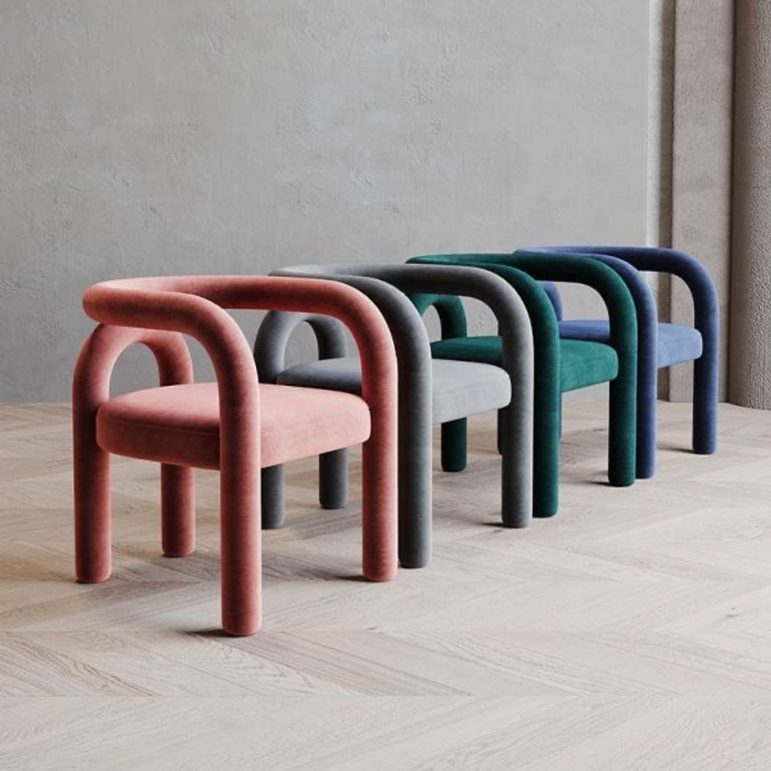 Modern Dining Chair - Curved Arm and Open Back model - TurboSquid 2136071