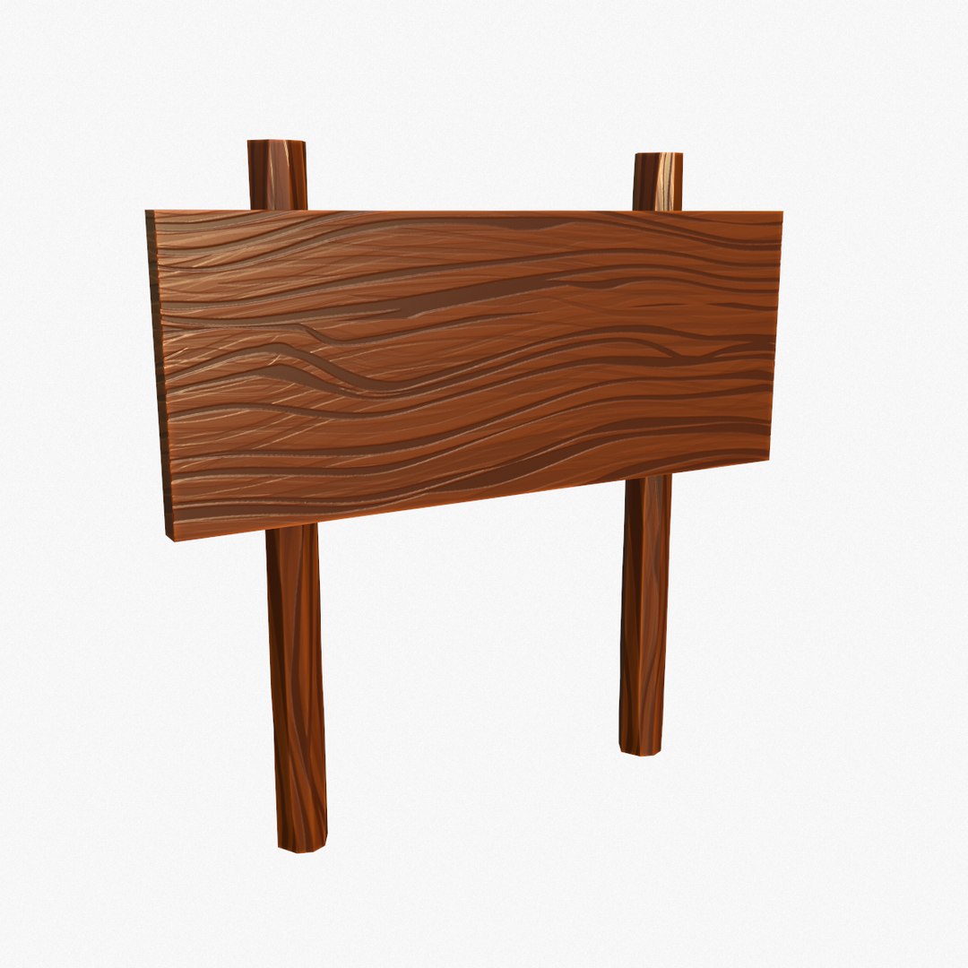Cartoon Wooden Sign V4 3D - TurboSquid 1962161