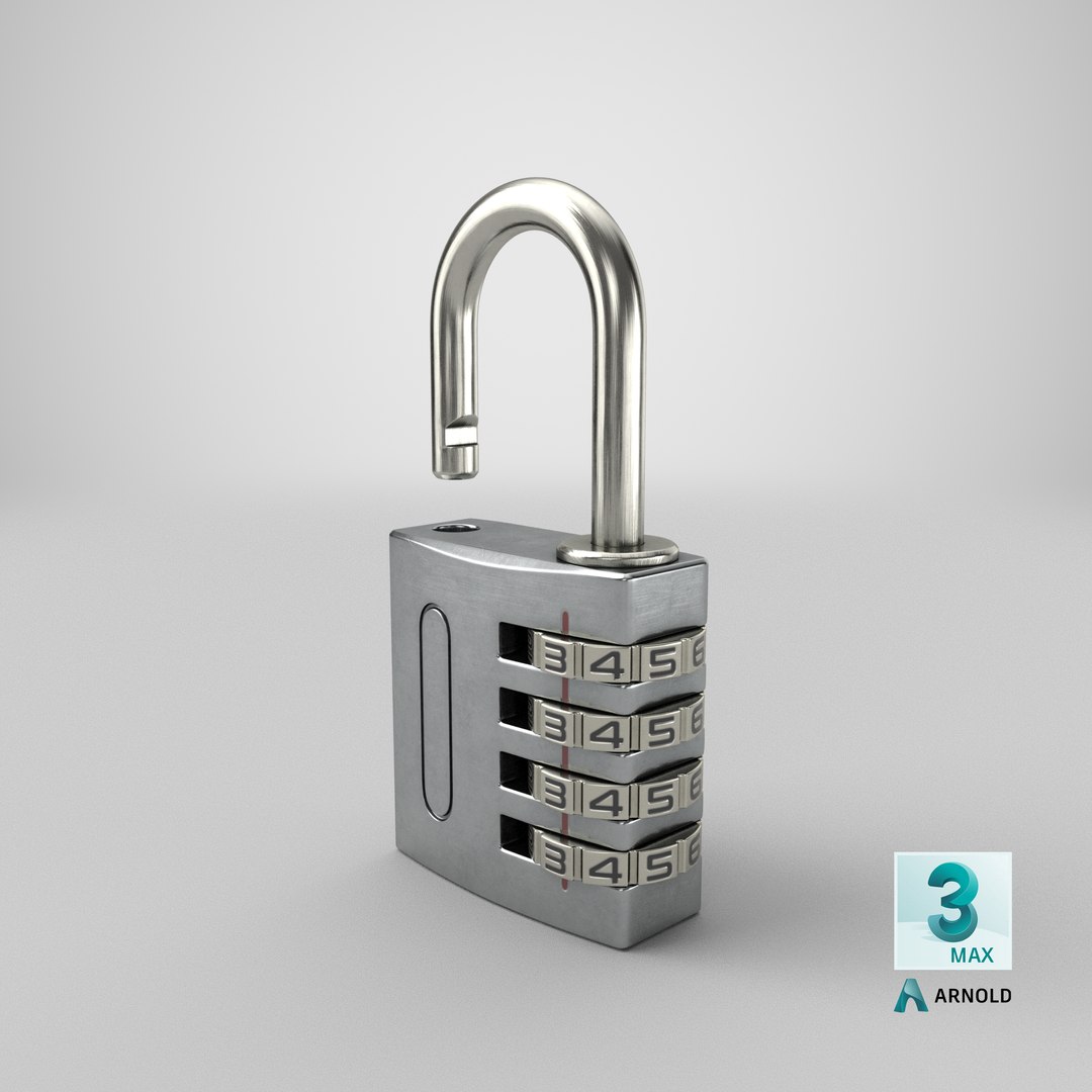 Combination Pad Lock Silver 3D model - TurboSquid 1974355
