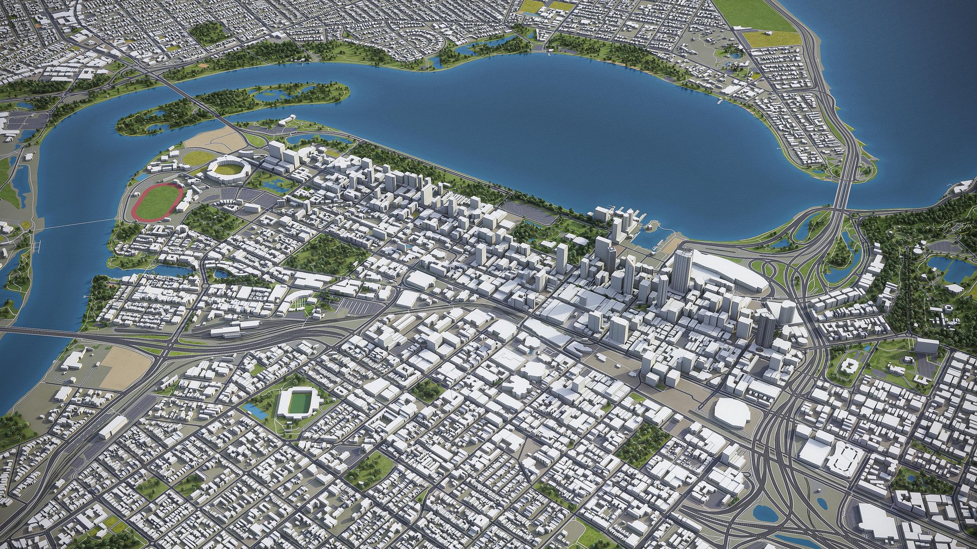 3D City Perth Surrounding - - TurboSquid 1407663